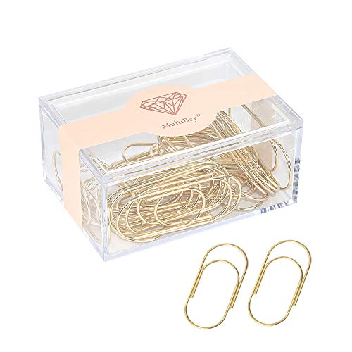 MultiBey Large Paper Clips Rose Gold Jumbo Size Paperclips Bookmark Reusable Metal Bright for Home Office School 30pcs/Box (Gold)