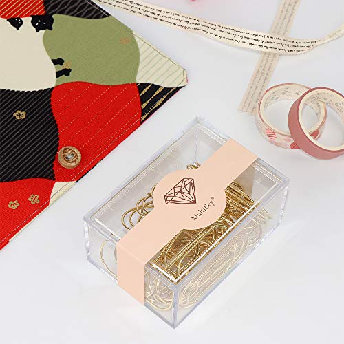 MultiBey Large Paper Clips Rose Gold Jumbo Size Paperclips Bookmark Reusable Metal Bright for Home Office School 30pcs/Box (Gold)