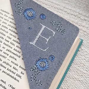 personalized hand embroidered corner bookmark, 26 letters cute flower embroidered corner bookmark embroidery book marker clip for book lovers bookmarks for reading lovers meaningful gift