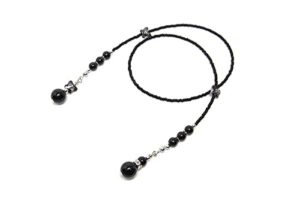 retrogem black swarovski elements crystal pearl with black glass seed beads book thong bookmark (10″ – black)