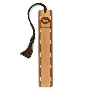 dog bookmark – dachshund engraved wooden bookmark with tassel – made in usa – also available personalized