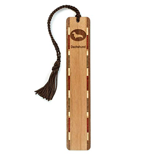 Dog Bookmark - Dachshund Engraved Wooden Bookmark with Tassel - Made in USA - Also Available Personalized