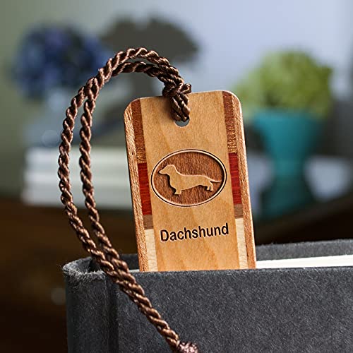 Dog Bookmark - Dachshund Engraved Wooden Bookmark with Tassel - Made in USA - Also Available Personalized