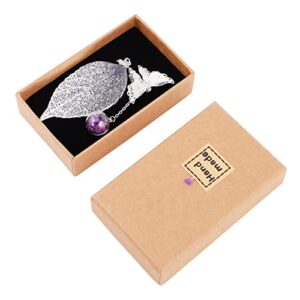 STOBOK Boxed Ball Use Silver Leaf Eternal Unique Book Reader Favor with Beads Purple and School Butterfly Stationery Glass Pendant Shop Kid Home Markers Office Party Shape Handmade Page