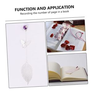 STOBOK Boxed Ball Use Silver Leaf Eternal Unique Book Reader Favor with Beads Purple and School Butterfly Stationery Glass Pendant Shop Kid Home Markers Office Party Shape Handmade Page