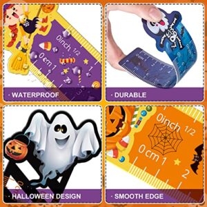 Whaline 80Pcs Halloween Bookmark Ruler Witch Ghost Vampire Skeleton Pumpkin Gnome Ruler Marker Cartoon Stationary with Halloween Themed Prints for Classroom Reward Prize Party Favors (10 Design)