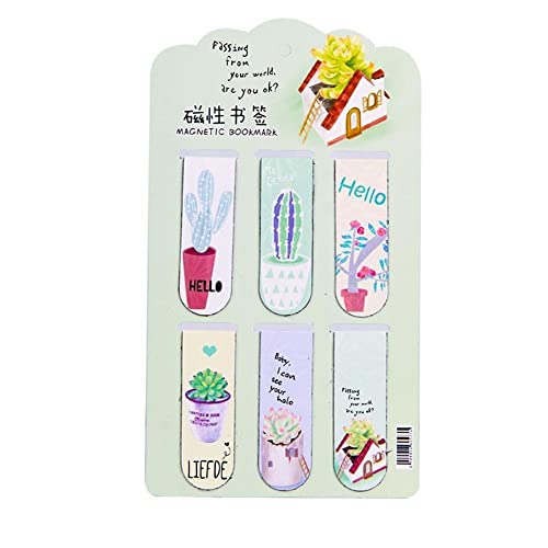 Tsugar 6pcs /Set Freshing Green Plants Succulent Cactus Magnetic Books of Supply Office School Page Marker Stationery Bookmarks