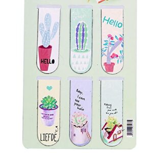 Tsugar 6pcs /Set Freshing Green Plants Succulent Cactus Magnetic Books of Supply Office School Page Marker Stationery Bookmarks