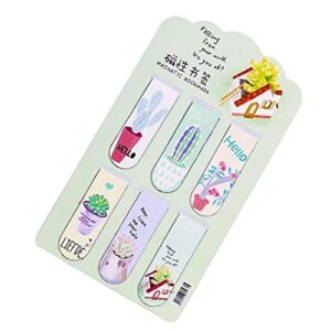 Tsugar 6pcs /Set Freshing Green Plants Succulent Cactus Magnetic Books of Supply Office School Page Marker Stationery Bookmarks