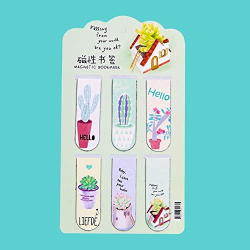 Tsugar 6pcs /Set Freshing Green Plants Succulent Cactus Magnetic Books of Supply Office School Page Marker Stationery Bookmarks