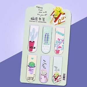 Tsugar 6pcs /Set Freshing Green Plants Succulent Cactus Magnetic Books of Supply Office School Page Marker Stationery Bookmarks