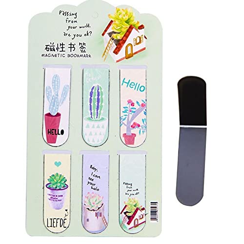 Tsugar 6pcs /Set Freshing Green Plants Succulent Cactus Magnetic Books of Supply Office School Page Marker Stationery Bookmarks