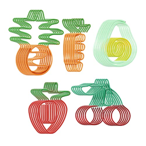 Cualque 25Pcs Fruits Paper Clips Bookmark Carrot Cherry Avocado Strawberry Pineapple Metal Bookmarks for Kids Students School Office Home