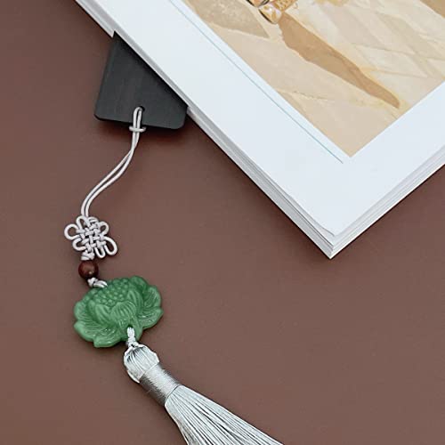 allydrew Sandalwood Bookmark with Pendant Tassel for Book Lovers an Readers, Water Lily