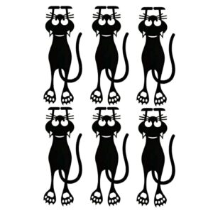 sunyovime cutout black kitten bookmark, reusable plastic bookmark, black cat hanging bookmark durability and convenience, for book lovers (6pcs)