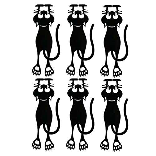 SUNYOVIME Cutout Black Kitten Bookmark, Reusable Plastic Bookmark, Black Cat Hanging Bookmark Durability and Convenience, for Book Lovers (6PCS)