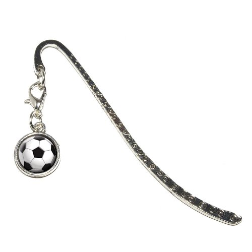 Soccer Ball Sporting Goods Sportsball Metal Bookmark Page Marker with Charm