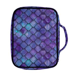 Howilath Purple Dragon Scales Print Bible Cover Portable Carrying Book Case Bible Book Covers for Women men, Church Bag Bible Case Organizers with Handle Zipper Pockets