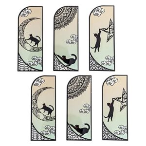 6pcs translucent black cat bookmarks,cute bookmark creative book page clip,cat bookmark black literary hand account creative book clip bookmark (b)