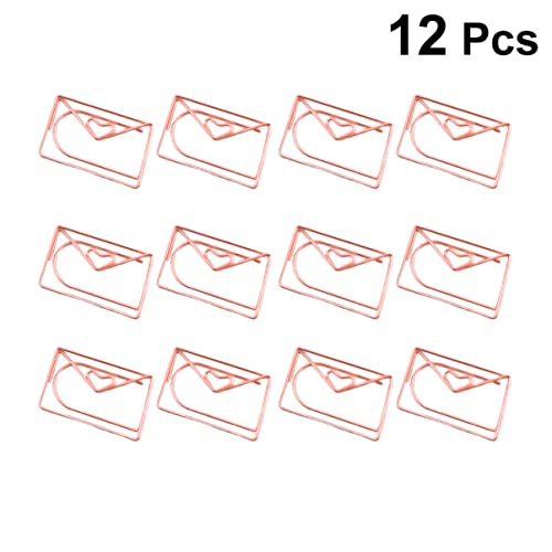 Operitacx 12pcs Cartoon Metal Binder Home Envelope Organizer Office Clip Bookmark Paper Kids Clamps Rose Gold Shape Creative for Adorable Document Gift Photo Holder File