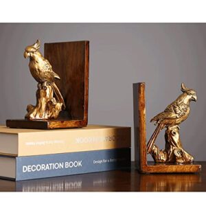 Sujetalibros Resin Vertical Parrot Bookends Heavy Duty Book Ends Durable Dividers Unique Desgin for The Library Office 1 Pair Book Stoppers