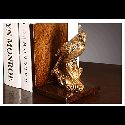 Sujetalibros Resin Vertical Parrot Bookends Heavy Duty Book Ends Durable Dividers Unique Desgin for The Library Office 1 Pair Book Stoppers