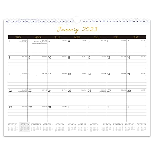 Calendar 2023: Monthly Wall Calendar with Julian Date, Major Holiday, Thick Paper, Twin-wire Binding, Great for Planning & Organizing, 12 Months hanging calendar from January 2023 to December 2023, Size 14.5” x 11.5”