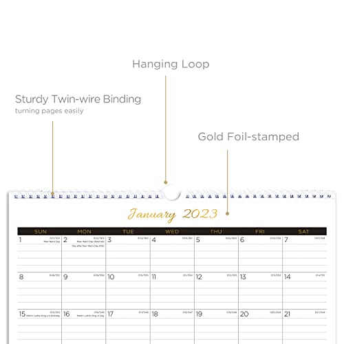 Calendar 2023: Monthly Wall Calendar with Julian Date, Major Holiday, Thick Paper, Twin-wire Binding, Great for Planning & Organizing, 12 Months hanging calendar from January 2023 to December 2023, Size 14.5” x 11.5”