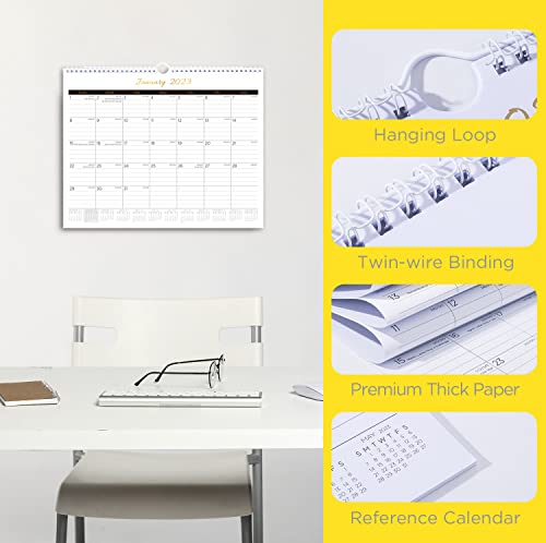 Calendar 2023: Monthly Wall Calendar with Julian Date, Major Holiday, Thick Paper, Twin-wire Binding, Great for Planning & Organizing, 12 Months hanging calendar from January 2023 to December 2023, Size 14.5” x 11.5”