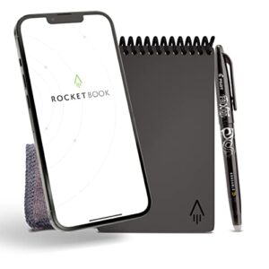 rocketbook smart reusable notebook – dot-grid eco-friendly notebook with 1 pilot frixion pen & 1 microfiber cloth included – deep space gray cover, mini size (3.5″ x 5.5″)