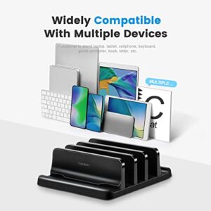 Vaydeer 3-Slot Vertical Laptop Stand Made of Premium ABS Plastics 5 in 1 Design Space-Saving Adjustable Desk Organizer for All MacBook/Chromebook/Surface