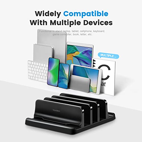 Vaydeer 3-Slot Vertical Laptop Stand Made of Premium ABS Plastics 5 in 1 Design Space-Saving Adjustable Desk Organizer for All MacBook/Chromebook/Surface