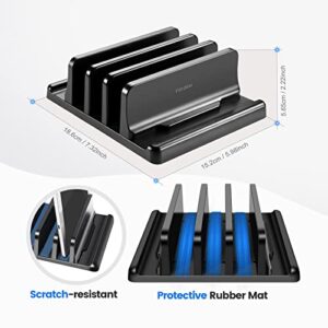 Vaydeer 3-Slot Vertical Laptop Stand Made of Premium ABS Plastics 5 in 1 Design Space-Saving Adjustable Desk Organizer for All MacBook/Chromebook/Surface