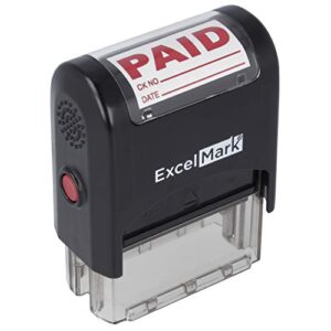 paid with check and date – excelmark self-inking rubber stamp – a1539 red ink