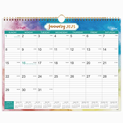 Wall Calendar 2023 - Calendar January 2023 to December 2023, 14.8" x 11.4" Monthly Wall Calendar from with Julian Date, Calendar 2023 with Thick Paper, Twin-Wire Binding, Large Blocks