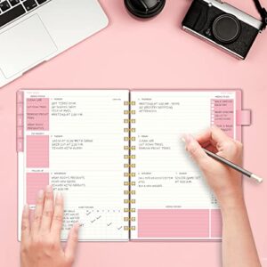 2023 Weekly & Monthly Planner, Jan. 2023 - Dec. 2023, AIMPEAK Planner 2023, Monthly Tabs, Inner Pocket, Pen Loop, PVC Waterproof Cover, Notes Pages, Spiral Binding, 138Pages, Pink Garland(5.5"x8.5")