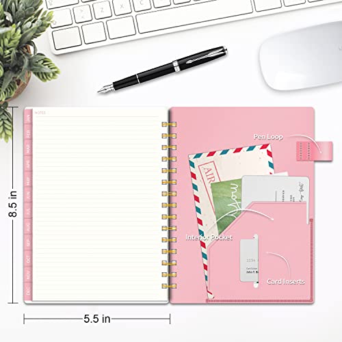 2023 Weekly & Monthly Planner, Jan. 2023 - Dec. 2023, AIMPEAK Planner 2023, Monthly Tabs, Inner Pocket, Pen Loop, PVC Waterproof Cover, Notes Pages, Spiral Binding, 138Pages, Pink Garland(5.5"x8.5")