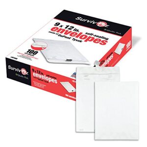 quality park survivor r1460 tyvek mailer, 9 x 12, white (box of 100)