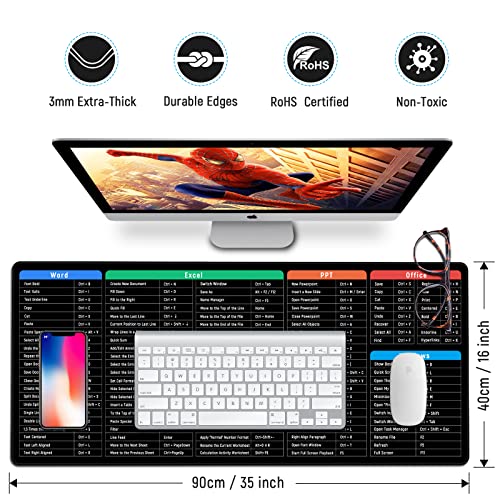 JIALONG Large Gaming Mouse Pad Desk Mat Office Software Shortcuts Mousepad with Personalized Design Extended Size 35.4 X 15.7inches by Office Users