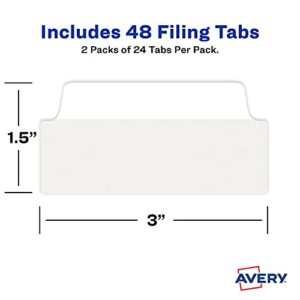 Avery Ultra Tabs, File Tabs, 3" x 1.5", 2-Side Writable, White, 24 Tabs Per Pack, 2-Pack, 48 Self Adhesive Tabs Total (34777)