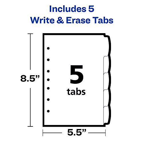 Avery Style Edge Insertable Plastic Dividers, 5.5 x 8.5 Inches, 5-Tab Set, 1 Set (11118)