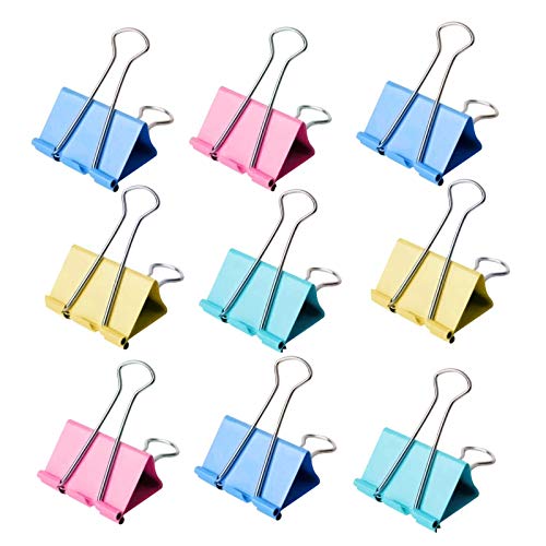 40 Pcs Colorful Medium Binder Clips 1.25 inch Length for Office