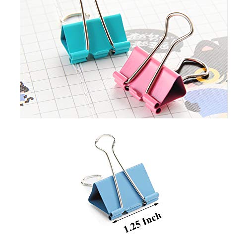 40 Pcs Colorful Medium Binder Clips 1.25 inch Length for Office