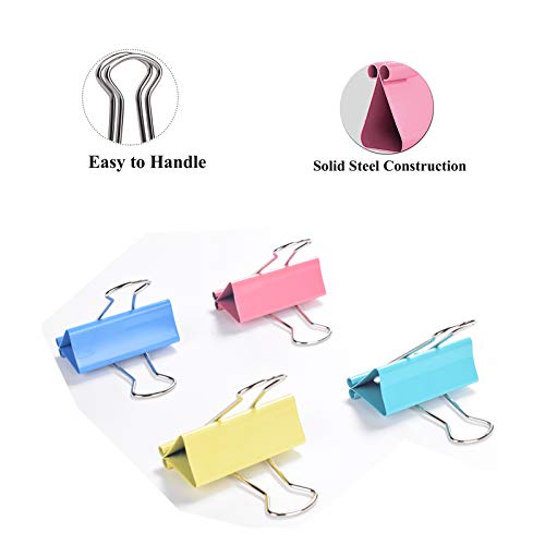 40 Pcs Colorful Medium Binder Clips 1.25 inch Length for Office