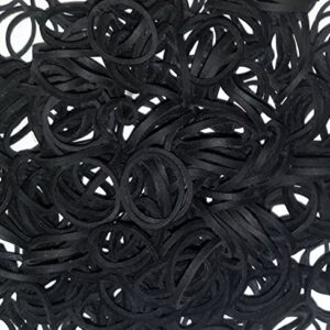 1000, Black, Standard Size, US Made Rubber Hair Bands for Pony Tails and Braids