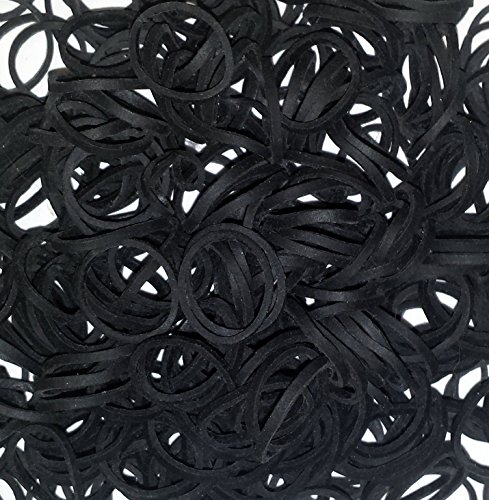 1000, Black, Standard Size, US Made Rubber Hair Bands for Pony Tails and Braids