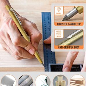 Nicpro 5 Pack Mechanical Carpenter Pencil Set with 76 Refills & Carbide Scribe Tool, Solid Deep Hole Carpenter Markers Woodworking Pencils with Built-in Sharpener for Construction Architect -With Case