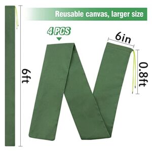 4 Pcs 6’ × 6” Long Canvas Sandbags- Thickened Canvas Flood Protection Sand Bags with Elastic Band Reusable Flood Water Barrier Rain Wind Flood Barrier Tube Sandbags for Door Window Flood Control