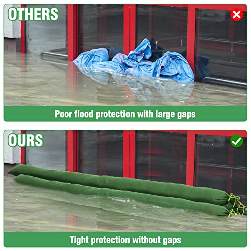 4 Pcs 6’ × 6” Long Canvas Sandbags- Thickened Canvas Flood Protection Sand Bags with Elastic Band Reusable Flood Water Barrier Rain Wind Flood Barrier Tube Sandbags for Door Window Flood Control