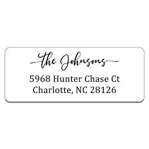 Personalized Return Address Labels Simple - Set of 240 Elegant Custom Mailing Labels for Envelopes, Self Adhesive Flat Sheet Rectangle Personalized Name Stickers (White)